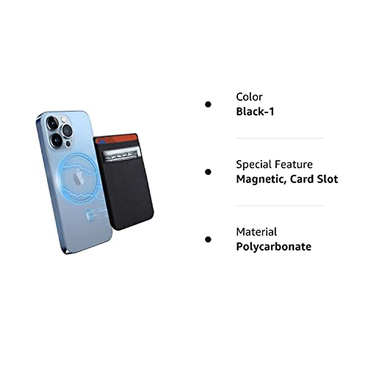 CloudValley Magnetic Card Wallet Designed for iPhone MagSafe, Stretchy Lycra Double Pocket Credit ID Card Holder Case for Back of iPhone 15/14 / 13/12 Series, Mag Safe Accessories - Black