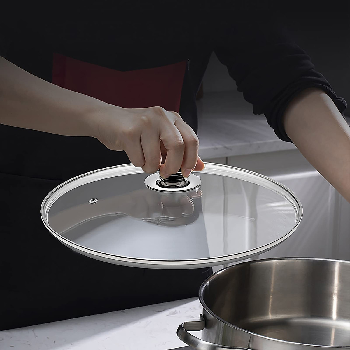 Tempered Glass Lid with Heat Resistant Handle,9.5"/24cm, Clear