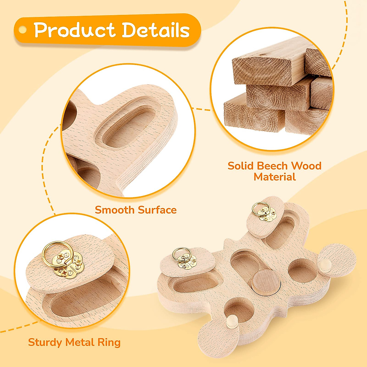 FELISTORY Wooden Foraging Toy for Small Pet - 4 in 1 Interactive Hide Treats Puzzle Snuffle Game, Mental Stimulation Toy for Guinea Pig,Rabbit,Hamster,Hedgehog, Chinchilla, Mouse,Rats,Sugar Gilders