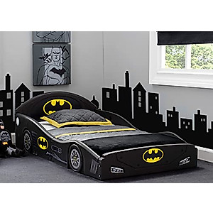 DC Comics Batman Batmobile Car Deluxe Toddler Bed with Attached Guardrails