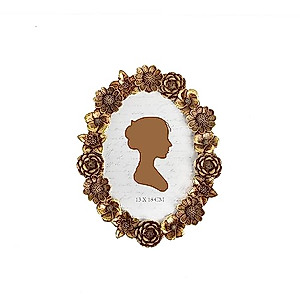 AELS 5x7 Inch Vintage Picture Frame, Elegant Antique Oval Photo Frames with Glass Front, Photo Display, Tabletop Wall Hanging, Gift Ideas, Gold Flower