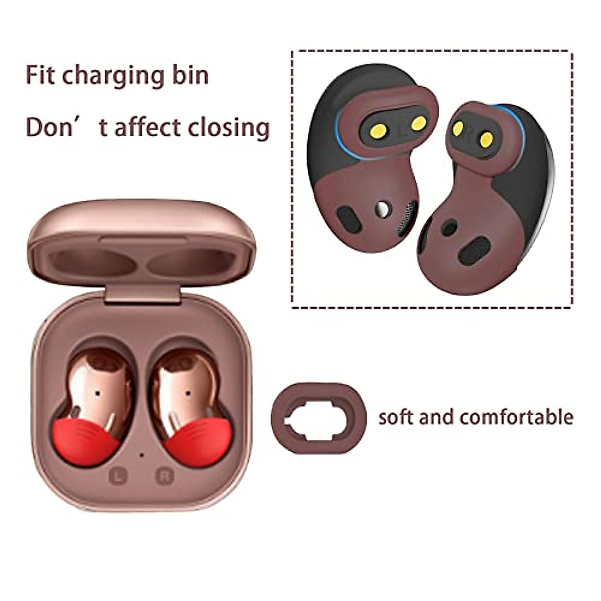 8 Pairs for Galaxy Buds Live Ear Tips Silicone Covers Replacement Earbud Tips Accessories Anti-Slip Ear Tip Compatible with Samsung Galaxy Buds Live