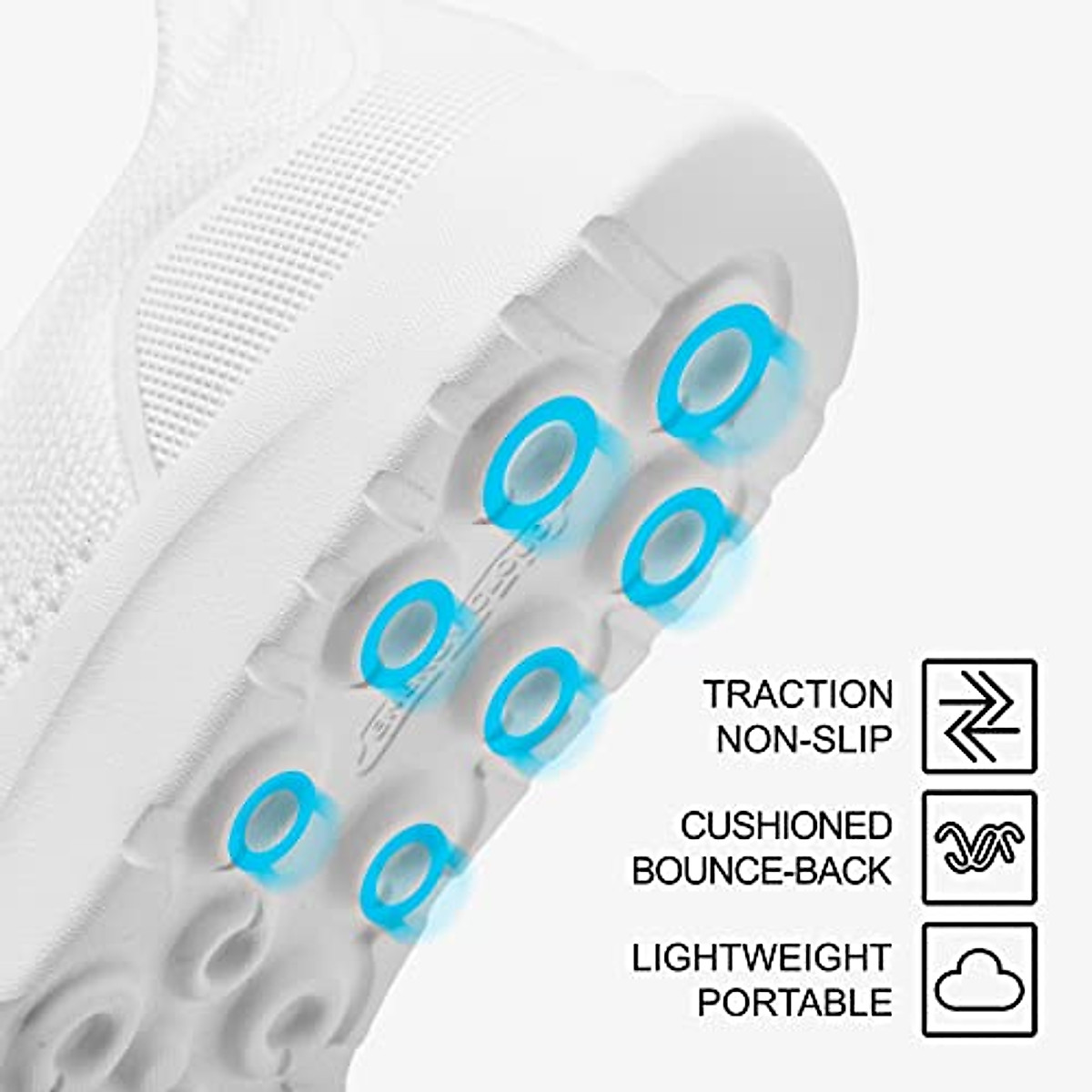 ALEADER Energylife Women's Walking Shoes Slip On Lightweight Sneakers Comfortable Knit Mesh Work Tennis Shopping Shoes White 8 M US Women