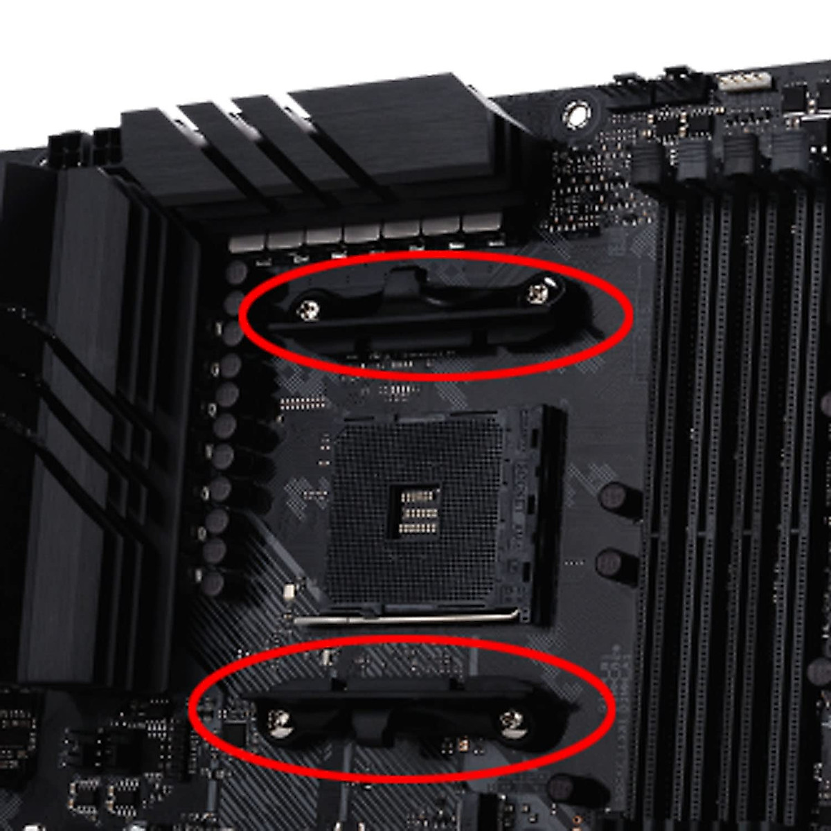 CPU Fan Bracket ZZHXSM 4pcs Fan Retainer Bracket Plastic CPU Fan Support Bracket with 8pcs Mounting Screws for AM4 AMD Socket, Black