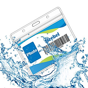 Lanyards with ID Holder 50 Pcs Clear Plastic Horizontal Waterproof Ziplock ID Nametag Holder Bulk Lanyard Clip Name Tag Badge Holder (Yellow)