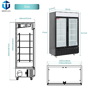WESTLAKE Merchandiser Commercial Display Refrigerator Glass Door Section Reach-in Glass Door Upright Fan Cooling
