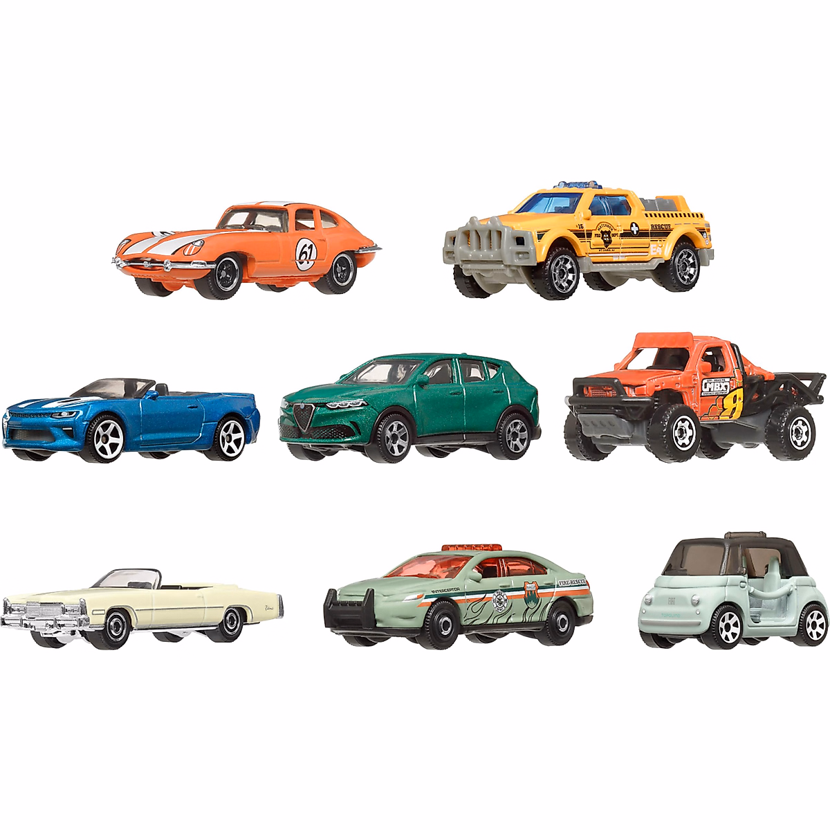 Matchbox Toy Cars or Trucks 8-Pack, Set of 8 Die-Cast 1:64 Scale Vehicles, Themed Multipack, Including 1 Exclusive (Styles May Vary)