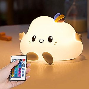 Cloud LED Night Light for Kids Soft Silicone Light for Nursery Bedroom Colorful Sleep Light with Touch Sensor and Remote Control Lamp for Children Bedroom Perfect Gifts Choice