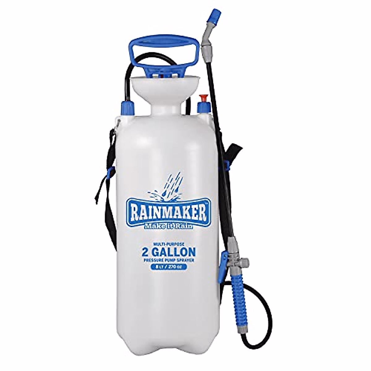 Rainmaker Multi-Purpose Pressure Pump Sprayer - For Home and Garden Applications, Easy-Pour No Mess Funnel Top, 2 Gallon