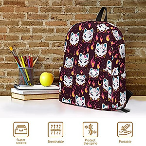 Fox Casual Backpack Lightweight Book Bag Classic Basic Backbag Large Capacity For Travel College
