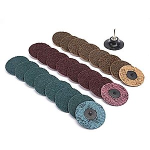 25Pcs 3 inch Roll Lock Sanding Discs Set, R-Type Quick Change Disc with 1/4'' for Die Grinder Fine Medium Coarse Grit Sanding Discs Surface Conditioning Scuff Pads Holder