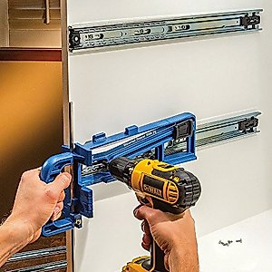 Universal Drawer Slide Jig - Cabinet Hardware Jig Install Drawer Slides Quickly, Accurately - Hardware Installation Jig w/Locking Wedge to Secure Cabinet Slide - Adjustable Foot Woodworking Tools