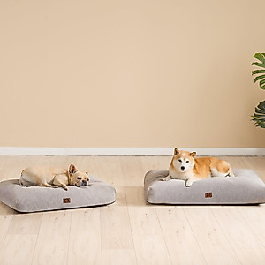 EHEYCIGA Extra Large Waterproof Orthopedic Shredded Memory Foam Dog Bed, 41x27, Grey