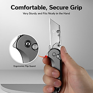 CIVIVI Folding Utility Knife Box Cutter, Elementum Utility Pocket Edc Knife with 3Pcs Extra Razor Blades, Three Ways to Open, Ideal Gifts for Men Women C23039B-4