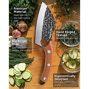 ZeroKnife Husk Chef Knife, Japanese Butcher Knife,Handmade Fishing Filet & Bait Knife, High Carbon Steel Japan knives Meat Cleaver for Kitchen Cooking, Hunting, Camping