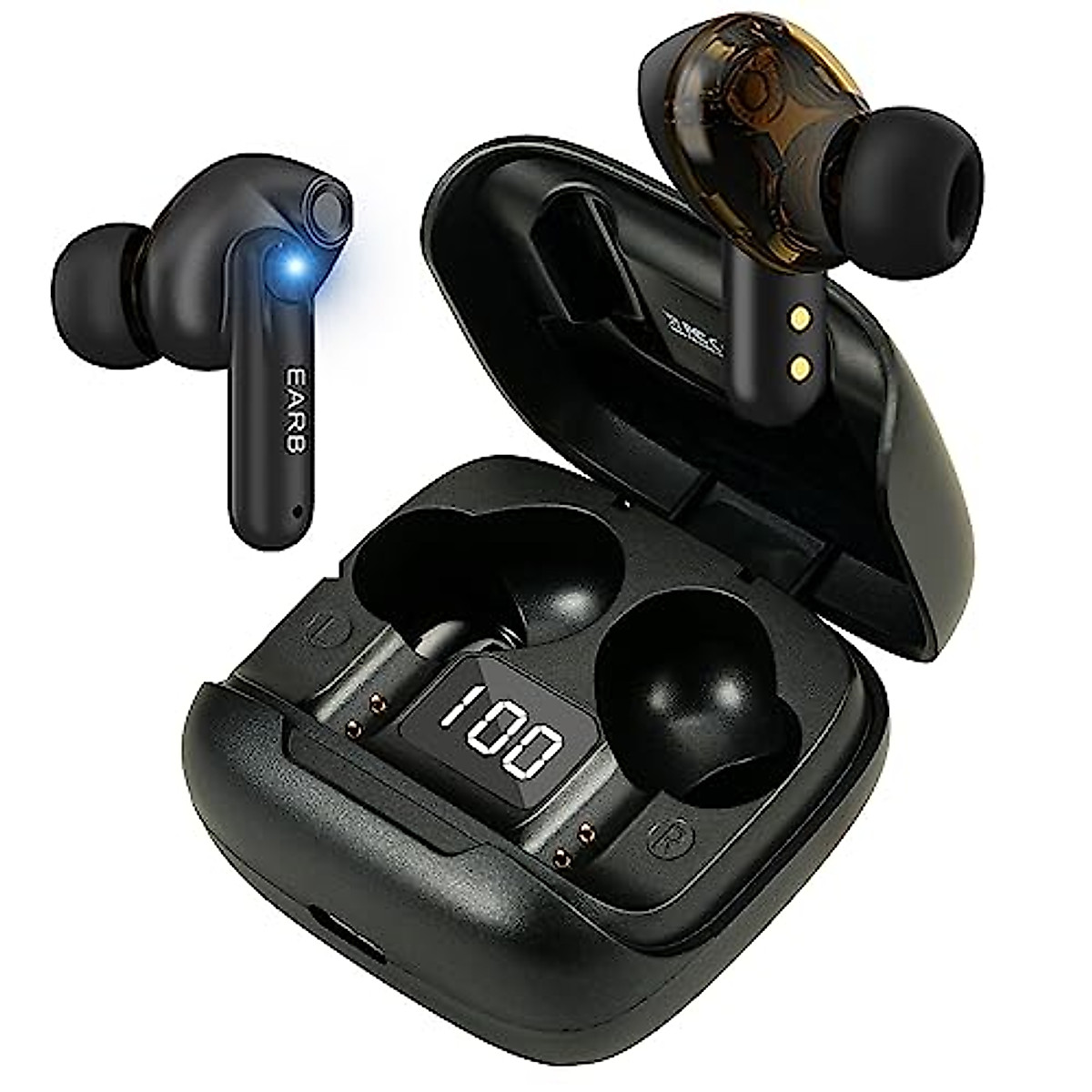 beiwin Wireless Earbuds, 5.3 Bluetooth Stereo Earbuds with Built-in Microphone, Smart Touch Control Wireless Headphones for iPhone/Samsung/iOS/Android