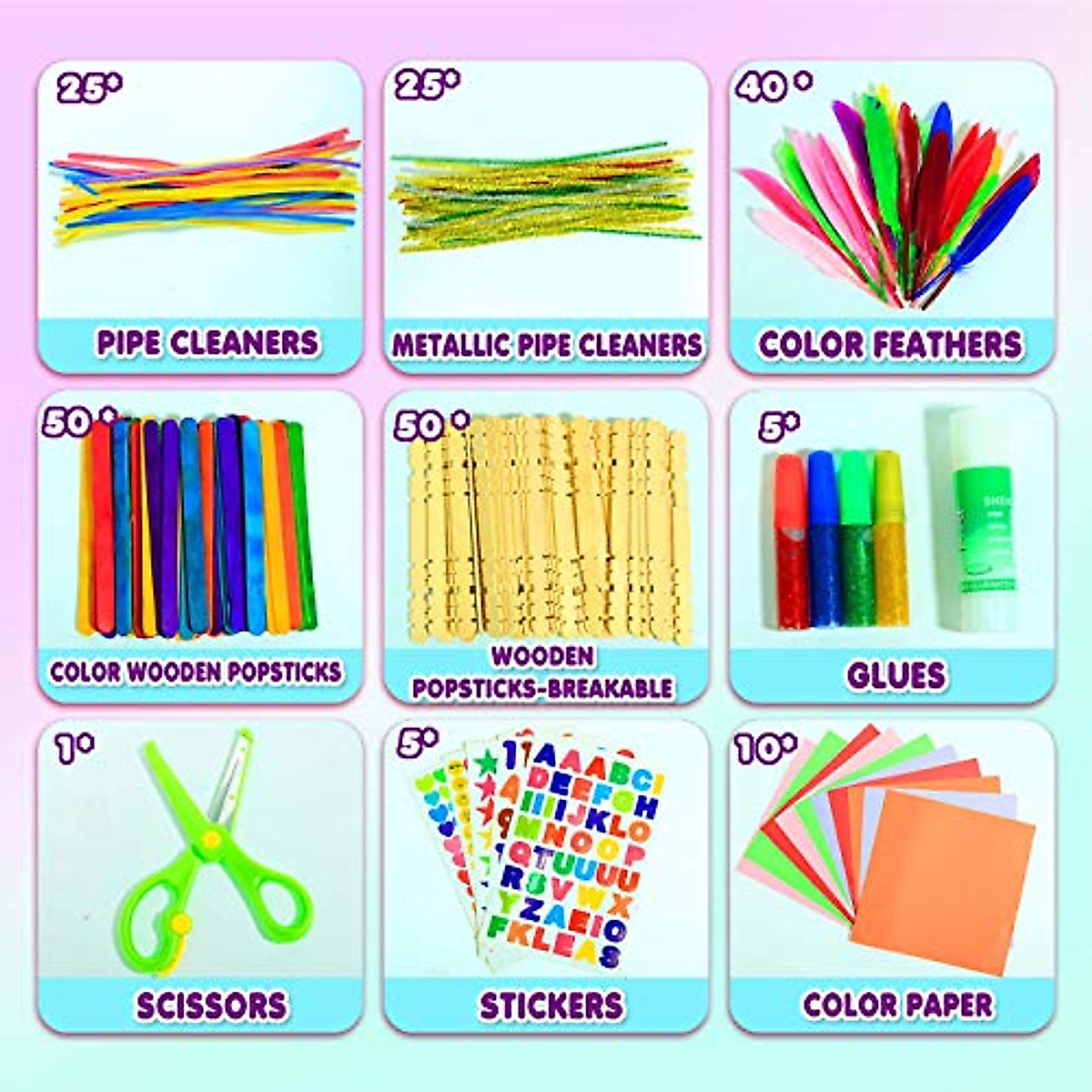 Arts Craft Supplies for Kids, 1000+ PCS Toddler DIY Craft Art Supply Set Include Pipe Cleaners, Pom Poms, Storage Box, Best Xmas Gift for 5 -12 Years Old Boys and Girls