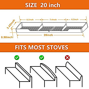 AWOKE Stove Top Shelf 20 Inch - Silicone Magnetic Shelf Over the Stove - 3 Functional Partitions Kitchen Spice Rack Organizer (Black)