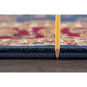 Sariya Transitional Oriental Navy Rectangle Area Rug, 8' x 10'