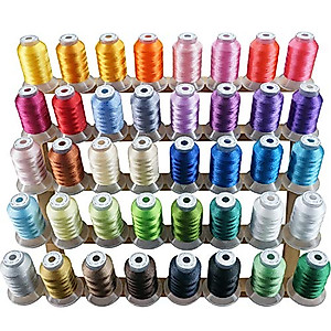 New brothread 40 Brother Colors Polyester Embroidery Machine Thread Kit 500M (550Y) Each Spool for Brother Babylock Janome Singer Pfaff Husqvarna Bernina Embroidery and Sewing Machines