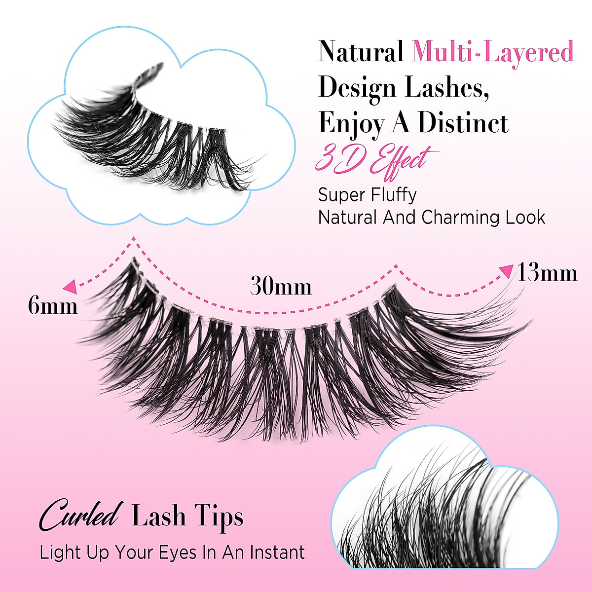 Eyelashes Natural Look False Lashes - Bepholan Fake Eyelashes 5D Super Fluffy False Eyelashes Clear Band Wispy Lashes 3-Pack Faux Mink Lashes(XMZ92)