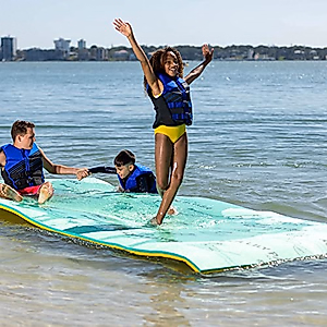 Aqua Lily Pad Original Floating Water Mat, Patented 2 Layer FlexCore Green/Yellow Foam Raft, Made in The USA (18 Foot)