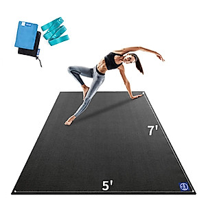 Premium Large Yoga Mat 7'x5'x9mm, Extra Thick Comfortable Barefoot Exercise Mat, Non-Slip, Eco-Friendly Workout Mats and Home Gym Flooring Cardio Mat for Support in Pilates, Stretching