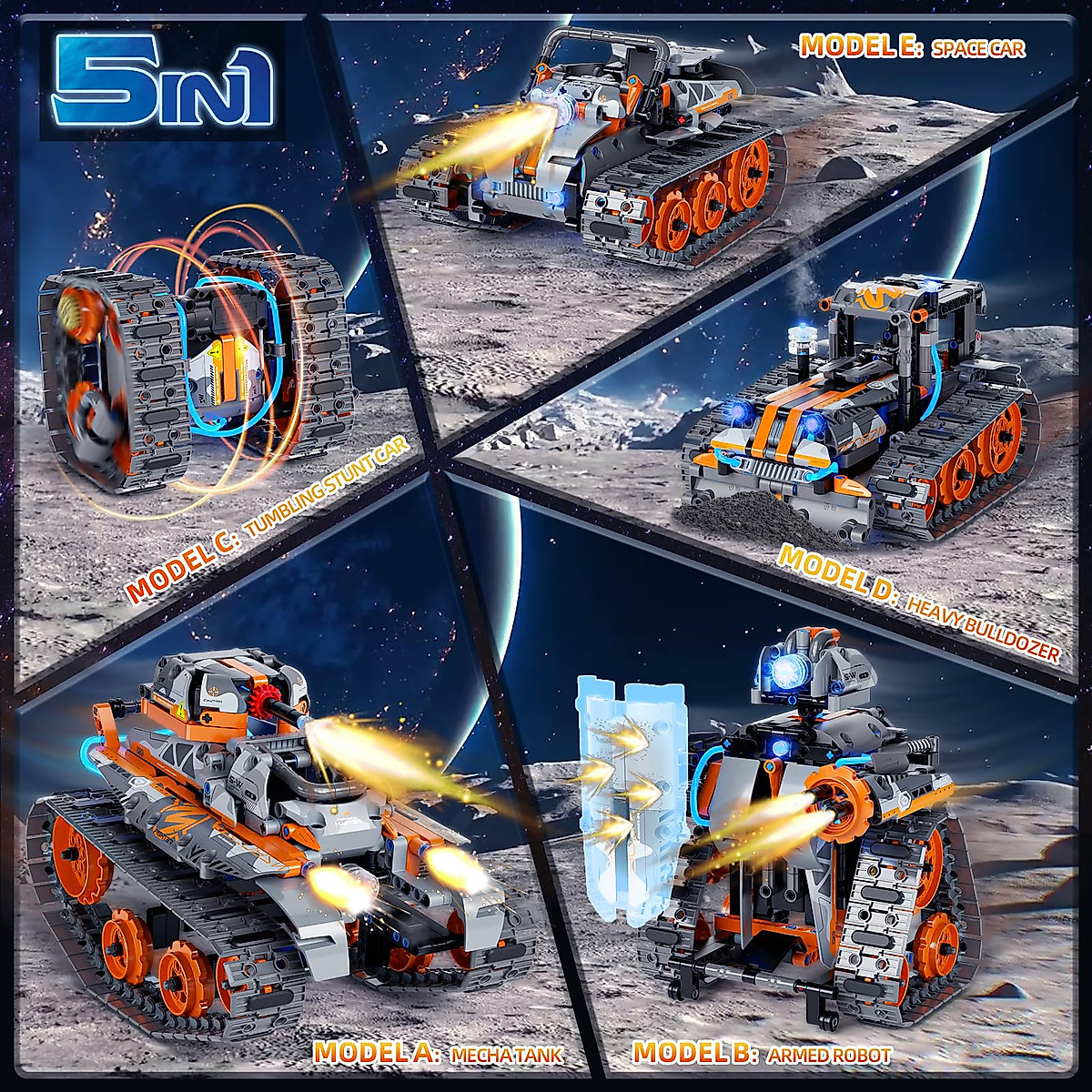 28°C 5-in-1 STEM Building Set Toys for Kids Remote & App Controlled Construction Robot/Car/Tank/Bulldozer/Tracked Racer Coding Kit for Boys Girls Age 6 7 8-12+ Year Old (552 Pcs)