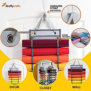Firefly Craft Vinyl Organizer, Vinyl Roll Holder - Craft Vinyl Storage Organizer Rack - Wall Mount, Hanging Closet, Studio, or Over the Door Cricut Organizer - Cricut Accessories - 24 Compartments