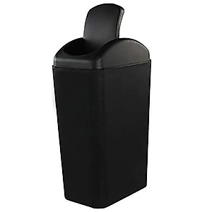 Pekky Plastic Kitchen Trash Can,14 L, Black Lid Garbage Bin, Ideal for Condos, Hotels or Dorm Rooms