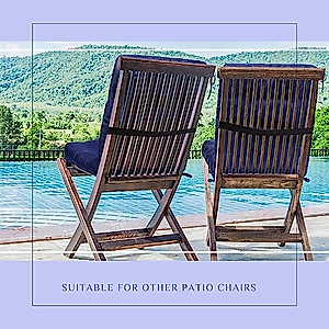 Hoteam 2 Pcs Outdoor High Back Chair Cushion Waterproof Patio Seat Back Cushion Set of 2 Rocking Chair Cushion Covers Thickened Patio Chair Pad for Indoor Outdoor Patio Garden (Navy)