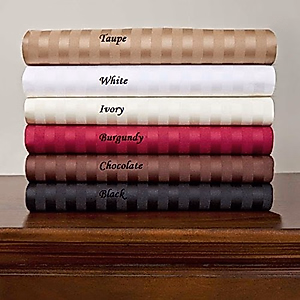 Ethereal Bedding 400-TC Sateen Super Soft 1-PC Luxury Fitted Sheet California Queen/XL Queen Stripe Taupe Fit Upto 10'' Inches Deep Pocket 100% Egyptian Cotton