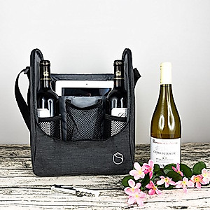 Freshore Insulated Wine 3 Bottle Carriers Tote Travel Cooler Gift Bag For Airplane Liquor With Padded Shoulder Strap (Wine Red)