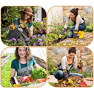 WANCHI Long Sleeve Leather Garden Gloves for Women Thorn Proof Rose Pruning Gardening Gloves Light Protective Work Gloves for Yard & Outdoor Work Gardening Gifts for Women Small