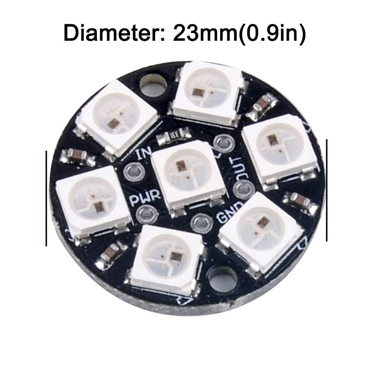Sparkleiot 7 Bits WS2812 RGB LED Ring SMD 5050 Addressable LED String Individual Programmable with Integrated Driver DC 5V for Arduino Raspberry Pi ESP32(Pack of 5pcs)