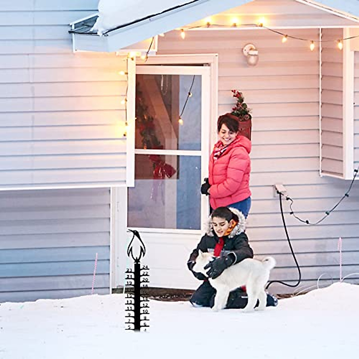 Scale Contractor Metal Gift 24cm Snowflake Snow Measuring Instrument Snowmobile Snow Measuring Instrument Metal Snow Measuring Ruler Outdoor Garden Ornament Ling Ling Sight Reading (Black, One Size)