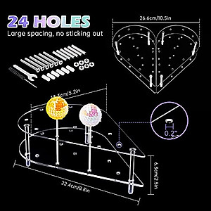 NiHome Cake Pop Stand Non Sticking Out, 24 Holes Acrylic Cake Pop Holder, Lollipop Cakepopsical Stand for Wedding Birthday Party Celebration, Heart Shaped