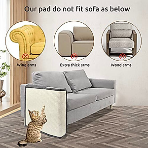 Cat Scratch Furniture Couch Protector with Natural Sisal for Protecting Couch Sofa Chair (Right Hand)
