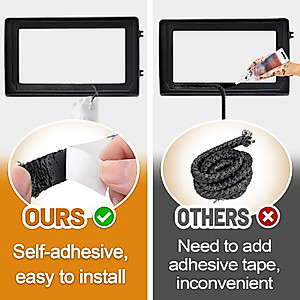 Self Adhesive Wood Stove Gasket Tape - Total 9ft x 0.78in x 1/8in High Temp Resistant Fiberglass Fireplace Door Gasket for Indoor Wood Burning Pellet Stove Smokers, 2pcs