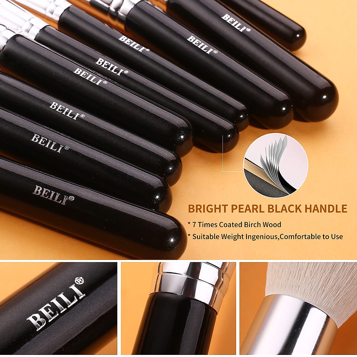 BEILI Makeup Brushes 30Pcs Professional Makeup Brush Set Premium Synthetic Kabuki Foundation Blending Brush Face Powder Blush Concealers Eye Shadows Make Up Brush Set (Black)