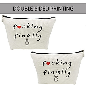 Funny Engagement Gift for Her, Bride, Bride to Be, Newly Engaged, Bridal Shower Gifts for Her, Makeup Bag Cosmetic Travel Accessories Bag Toiletry Case Gifts for Women, Bachelorette Party Gifts