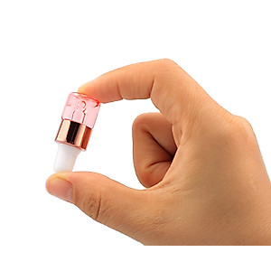 USRommaner 35 Pack,1ml Pink Sample Dropper Vial,Empty Glass Eye Dropper Bottle With Rose-Gold Cap,Liquid Mini Glass Pipette Travel Essential Oil Perfume Container-Pipette,Funnel,included