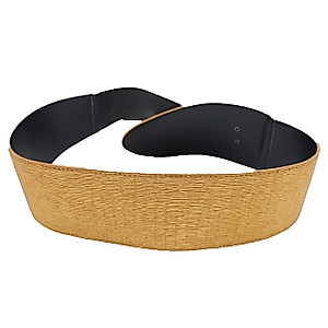 Trendy Fashion Jewelry TFJ Women Wide Western Belt Hip High Waist Faux Leather Dressy M L Metallic Gold