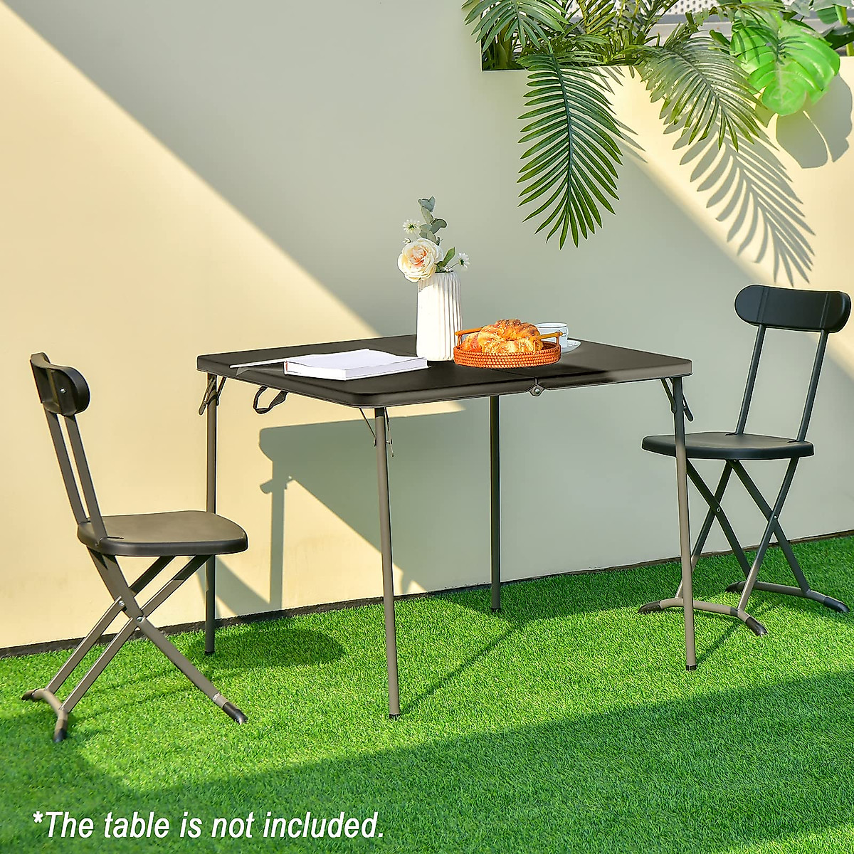 Giantex 2-Pack Folding Chairs, Plastic Event Chairs, 400 LBS Lightweight Foldable Chairs with Solid X-Shape Frame, Oversized Seat, Outdoor Indoor Chairs for Home Garden Patio Yard, Black