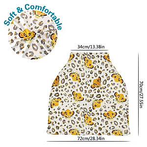 Car Seat Covers for Baby Lion Leopard Nursing Cover Breastfeeding Cover Scarf, Soft Stretchy Carseat Canopy Cover Multi-Use Breathable Stroller Cover for Baby Boy Girl Gifts