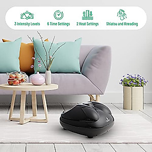 REGENIFUL Shiatsu Foot Massager Machine - Deep Tissue Kneading Air Compression for Sore Feet, Muscle Pain Relief, Fasciitis, Neuropathy - Spa Relaxation, 3 Levels of Manipulation Intensity, Heat