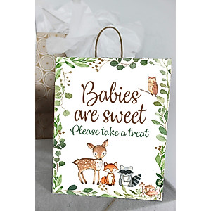 Set of 7 Woodland Baby shower signs, 5x7 and 8x10, woodland food, drinks, favors, welcome and guest book signs