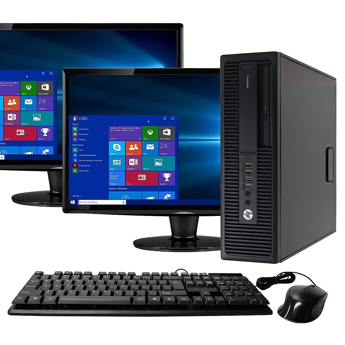 HP Desktop 600 G2 Computer Intel Quad Core i5-6500 3.2-GHz, 16GB Ram, 1 TB, with 19in LCD Monitors, DVD, WiFi, Windows 10 (Renewed) ¦