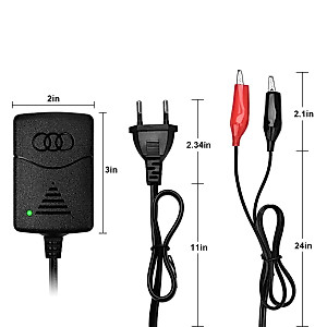 Trickle Battery Charger,12V 1250mA Smart Battery Charger Portable Car Battery Charger for 12V Lead-Acid Batteries