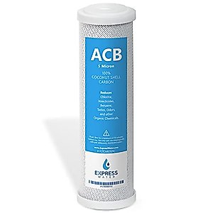 Express Water – 1 Pack Activated Carbon Block ACB Water Filter Replacement – 5 Micron, 10 inch Filter – Under Sink and Reverse Osmosis System…